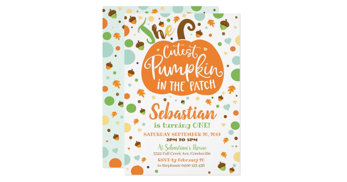 Cutest Pumpkin in the Patch Birthday Invitation | Zazzle.com