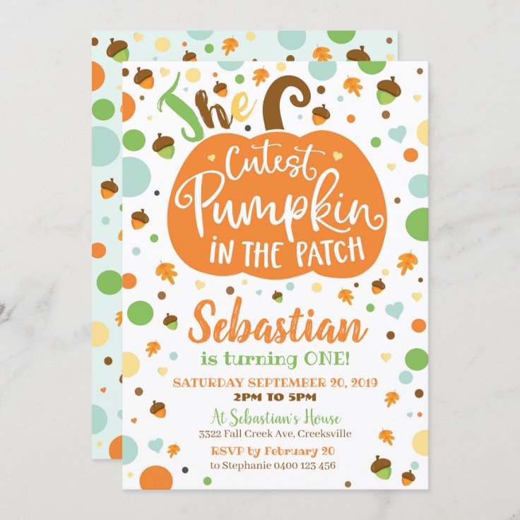 Cutest Pumpkin in the Patch Birthday Invitation | Zazzle