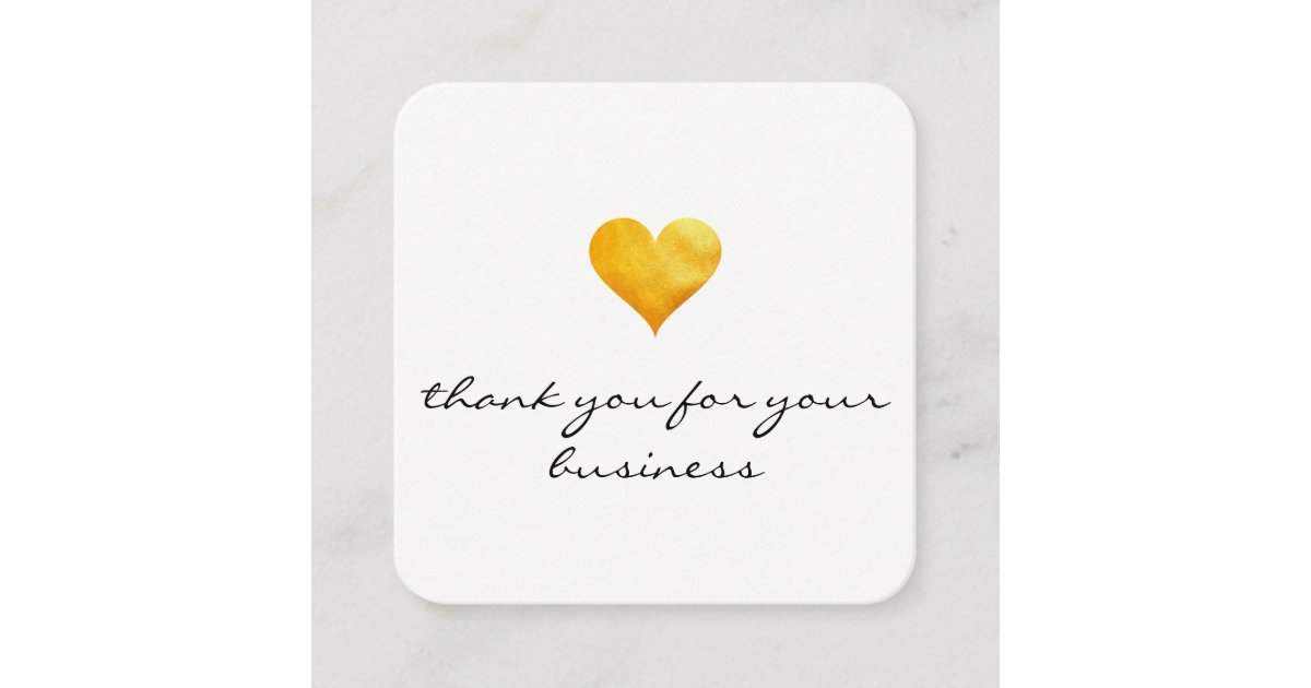 Cutesy Gold Heart Thank You Loyalty Card | Zazzle
