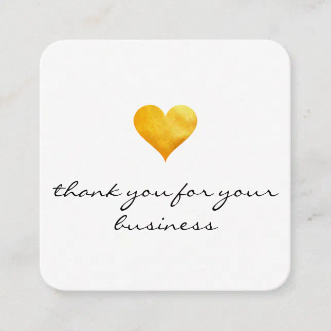 Cutesy Gold Heart Thank You Loyalty Card | Zazzle