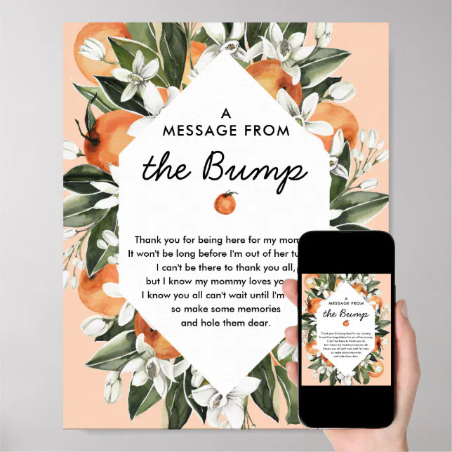 Cutie Baby Shower A Message From the Bump Poster | Zazzle