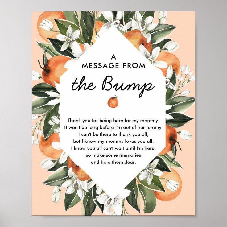 Cutie Baby Shower A Message From the Bump Poster | Zazzle