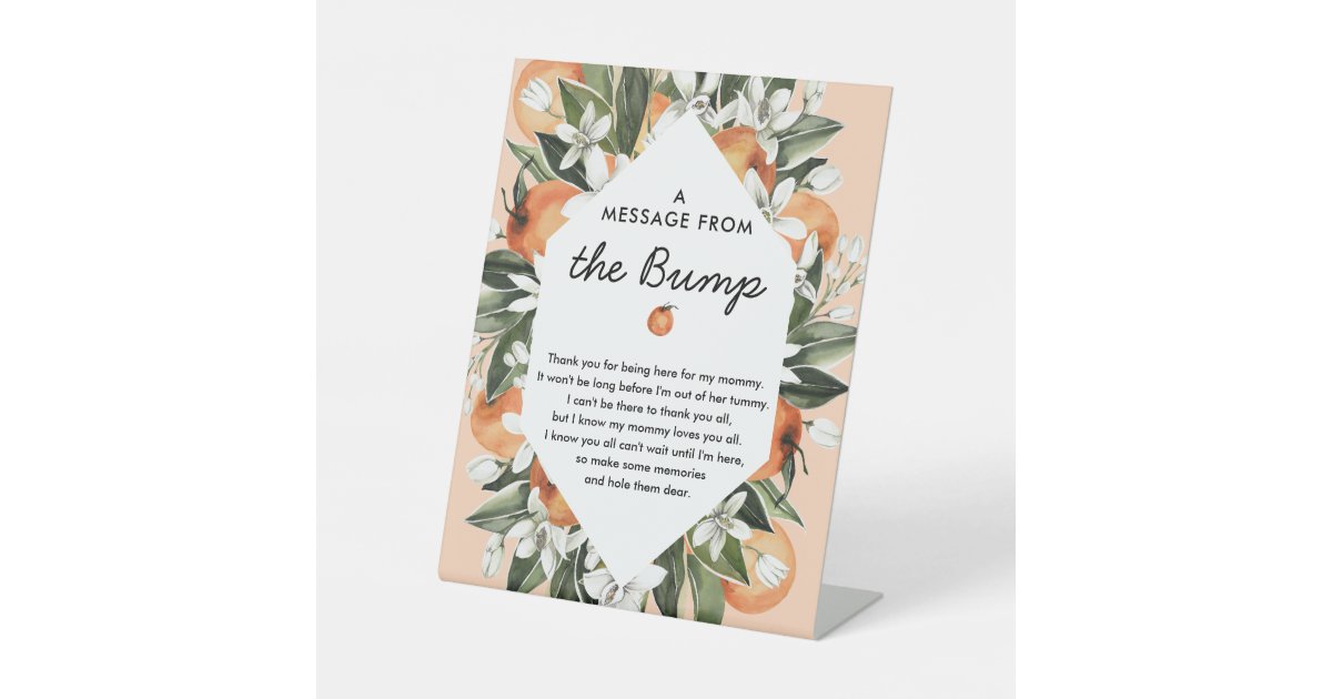 Cutie Baby Shower A Message From the Bump Poster Pedestal Sign | Zazzle