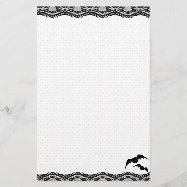 Cutie Bat Stationery with lace | Zazzle
