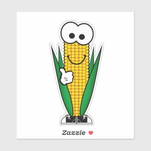 Cutie Cartoon Corn on the Cob Vinyl Sticker | Zazzle