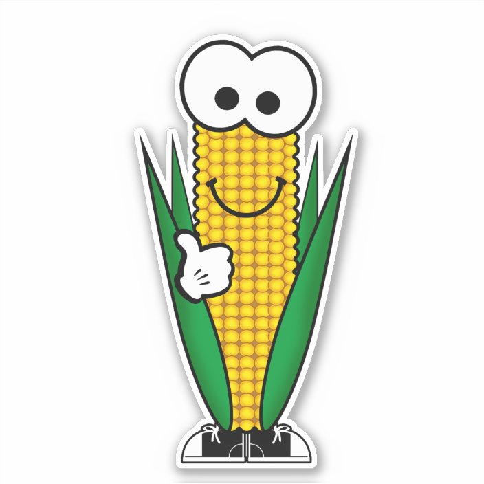 Cutie Cartoon Corn on the Cob Vinyl Sticker | Zazzle.com