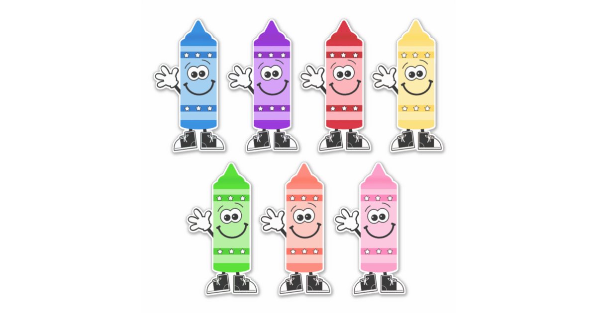 Cutie Cartoon Crayons Vinyl Stickers | Zazzle
