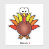 Cutie Cartoon Turkey Vinyl Sticker | Zazzle