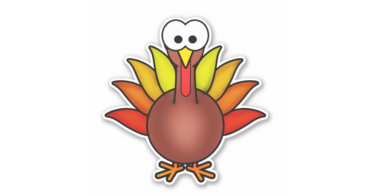 Cutie Cartoon Turkey Vinyl Sticker | Zazzle.com
