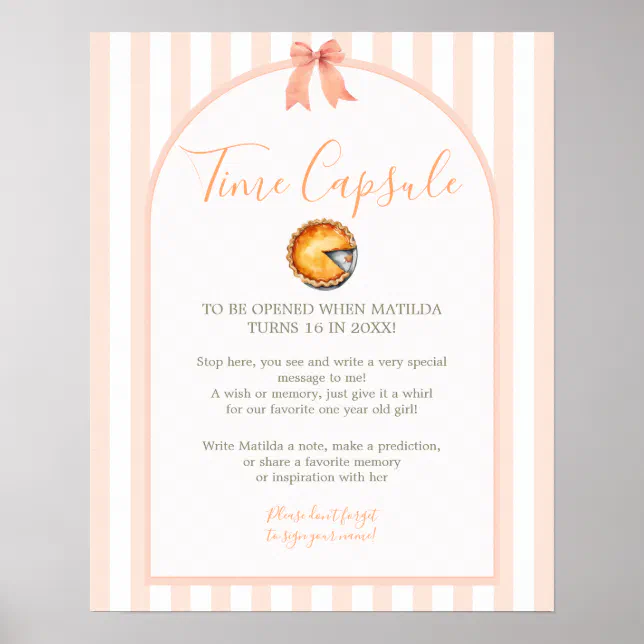 Cutie Pie Orange Gingham Time Capsule Poster | Zazzle