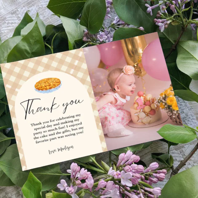 Cutie Pie Thanksgiving Birthday Thank you Card | Zazzle