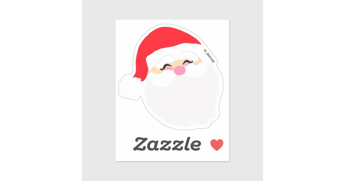 Cutie Santa Clause Face Sticker | Zazzle