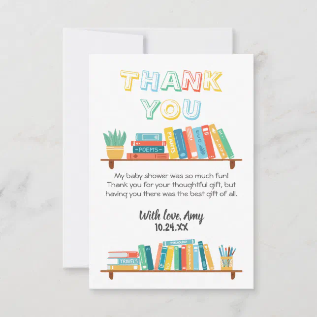 Cuties Book Nerd Themed Background Baby Shower Thank You Card | Zazzle
