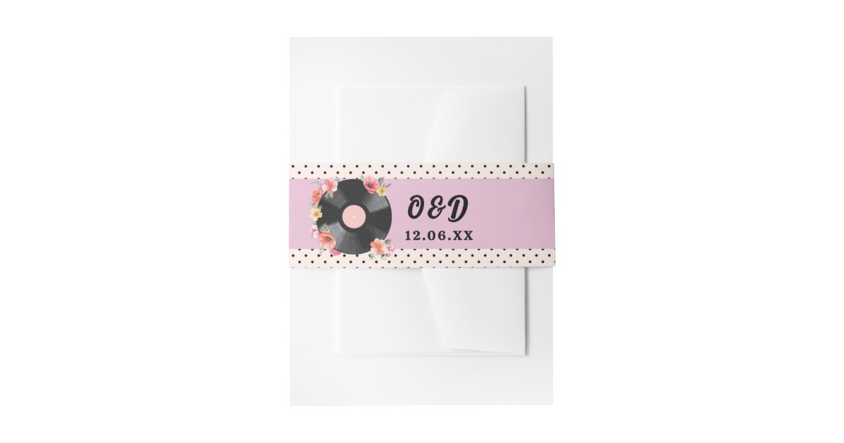 Cutlery Band Music Record Wedding Floral 1950s Invitation Belly Band ...