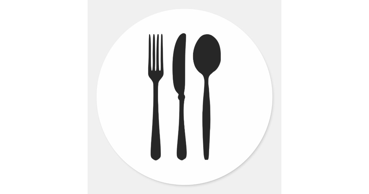 Cutlery - Fork - Knife - Spoon Classic Round Sticker | Zazzle