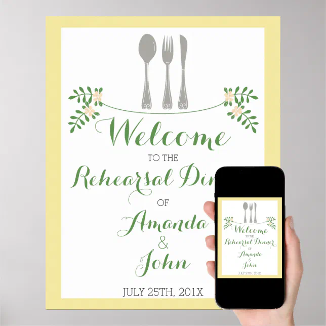 Cutlery Rehearsal Dinner Welcome Poster | Zazzle