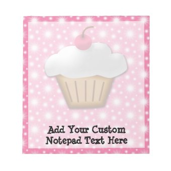 Cutout Cupcake with Pink Cherry on Top Notepad | Zazzle