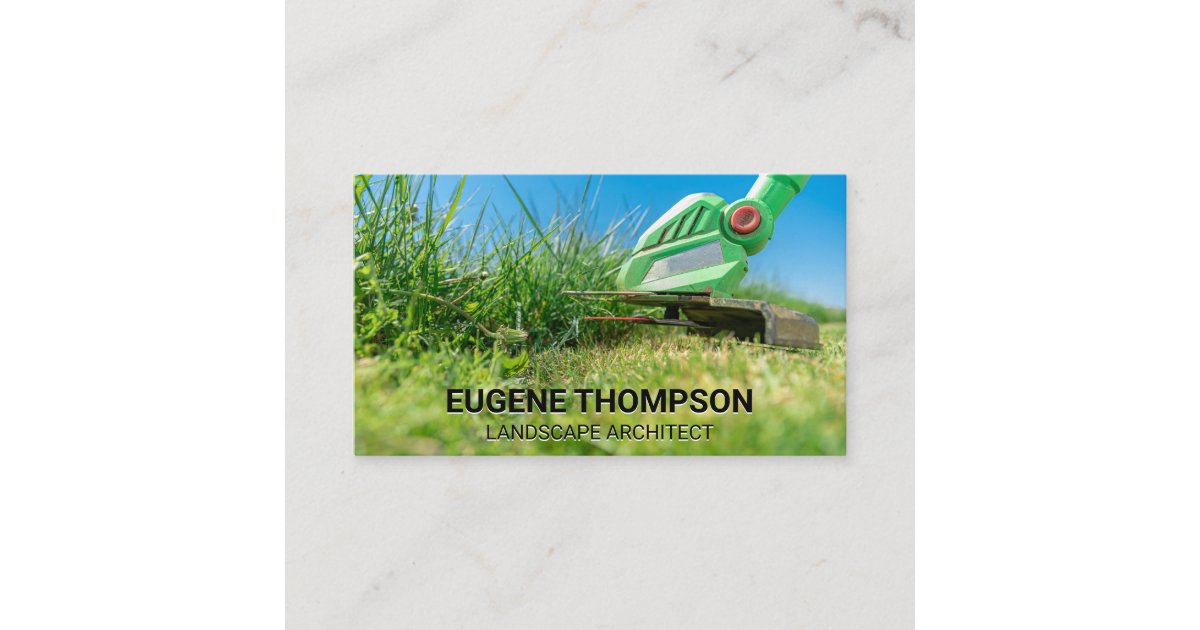 Cutting Grass Weed Wacker Business Card | Zazzle