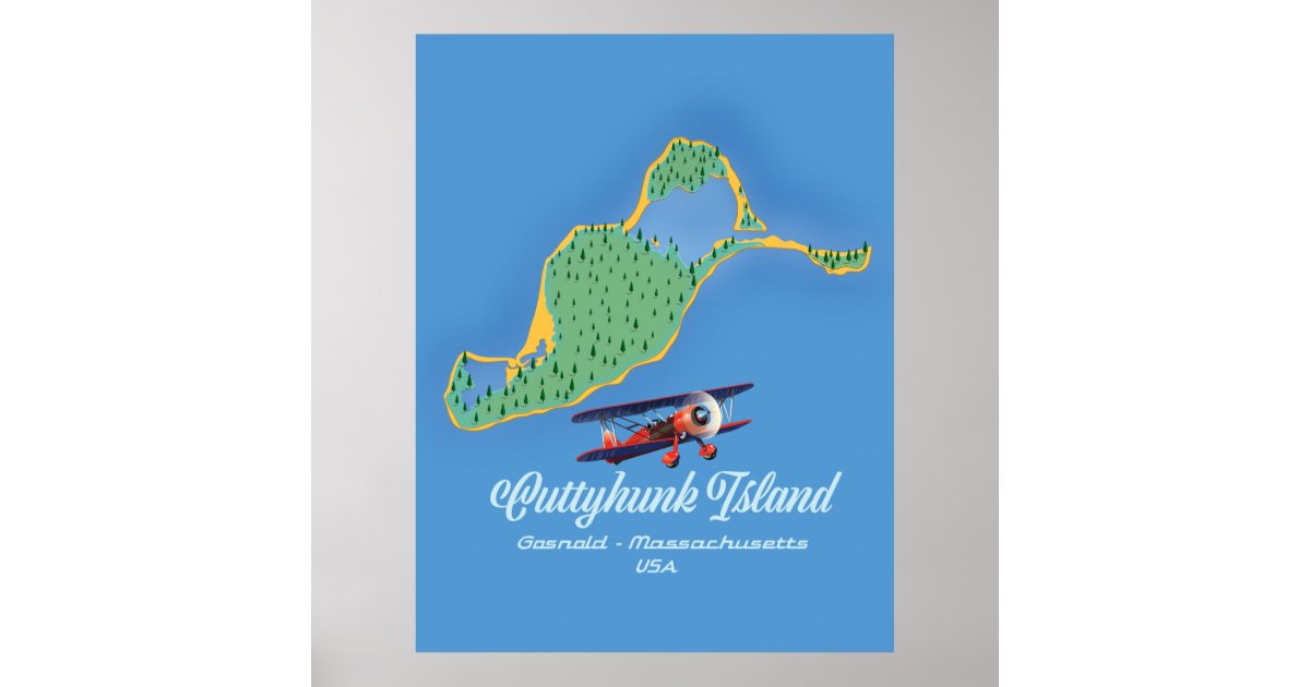 Cuttyhunk island Gosnold, Massachusetts map Poster | Zazzle