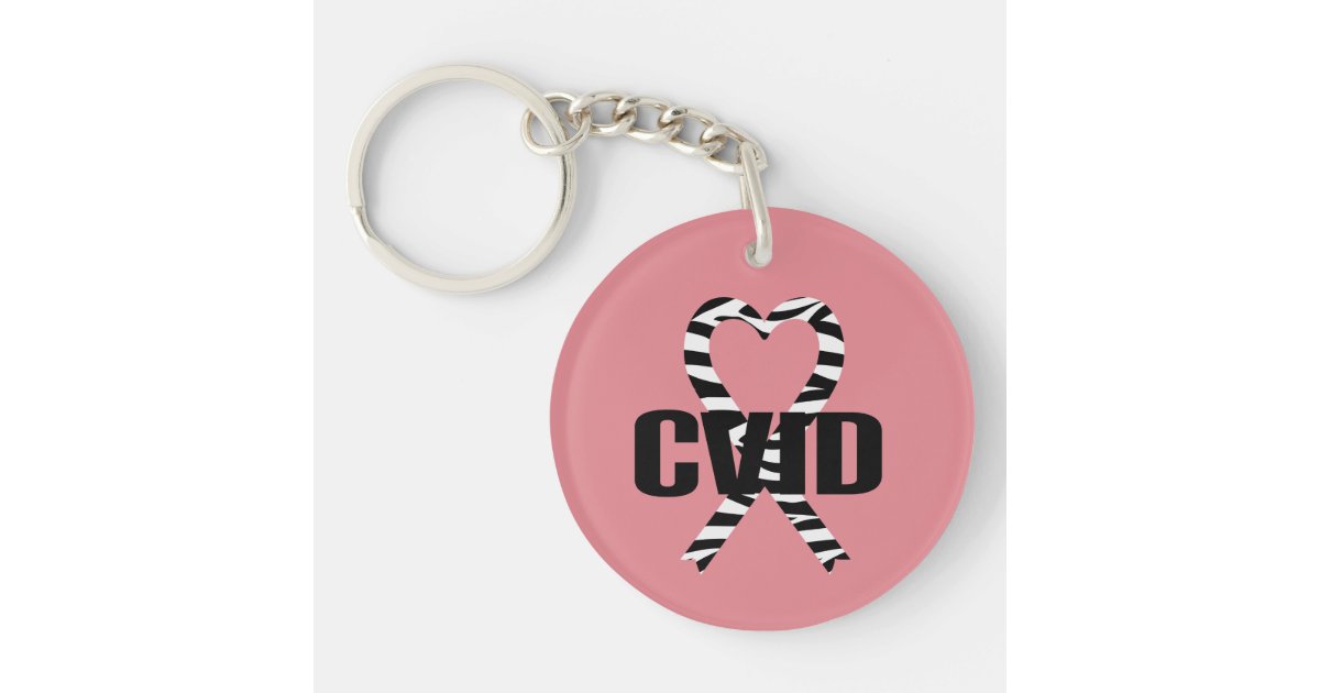 CVID Zebra Ribbon Keychain | Zazzle