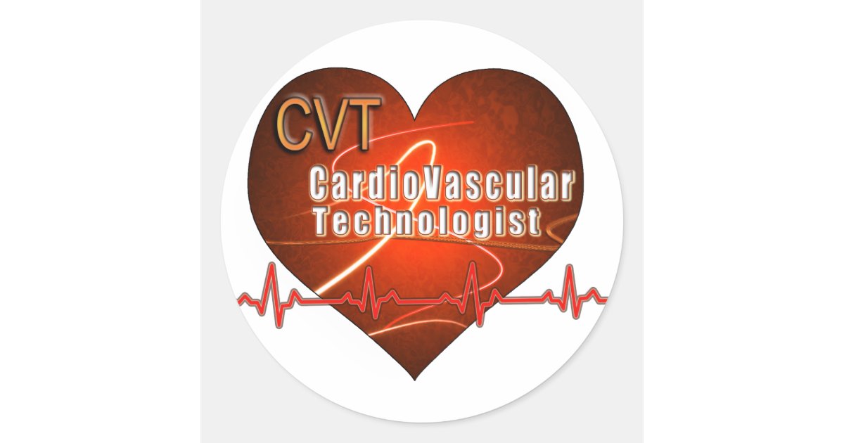 CVT HEART LOGO Cardiovascular Technologist Classic Round Sticker | Zazzle