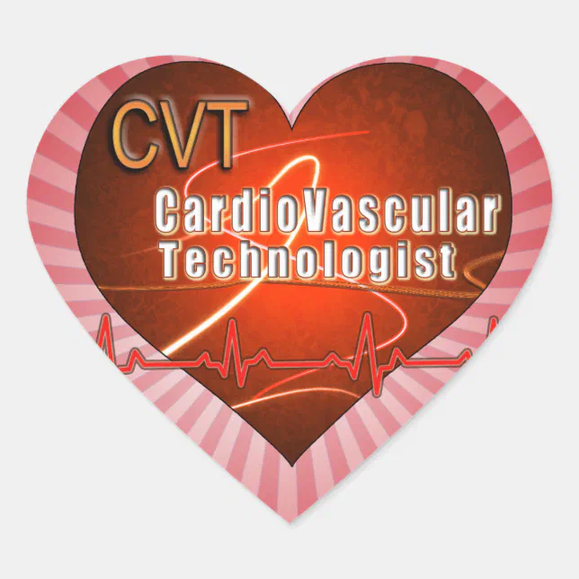 CVT HEART LOGO Cardiovascular Technologist Heart Sticker | Zazzle