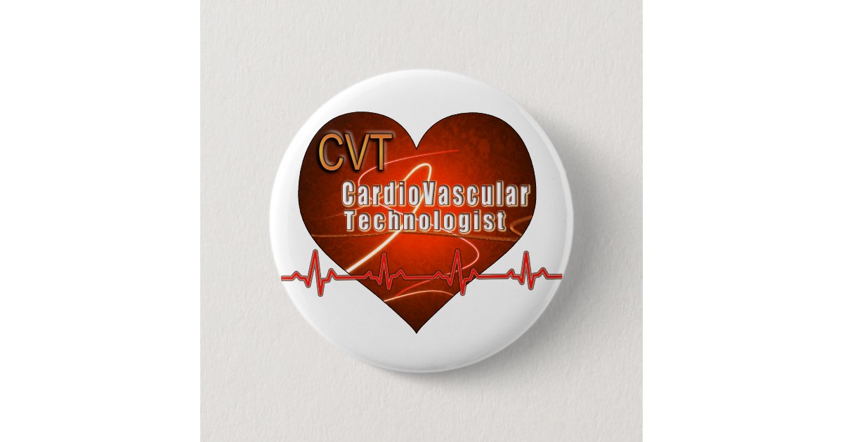 CVT HEART LOGO Cardiovascular Technologist Pinback Button | Zazzle