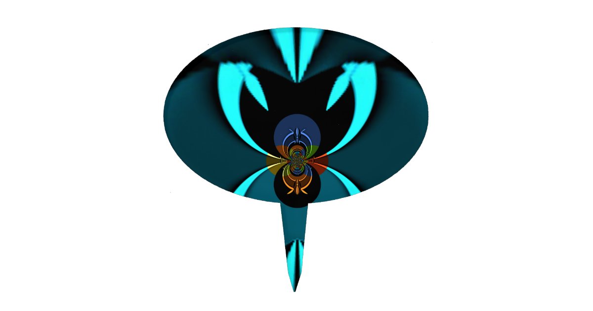 Cyan Abstract Art Print Cake Topper | Zazzle