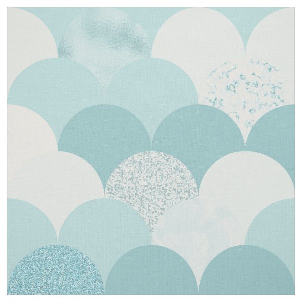MERMAID SPARKLE Blue Fish Scales Pattern Fabric | Zazzle