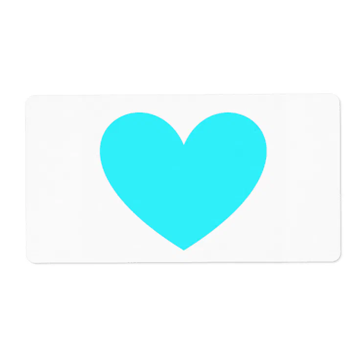 Cyan Heart Label | Zazzle