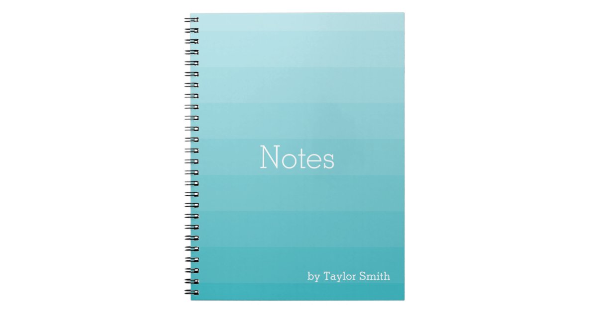 Cyan Shades of Blue Horizontal Stripes Youthful Notebook | Zazzle