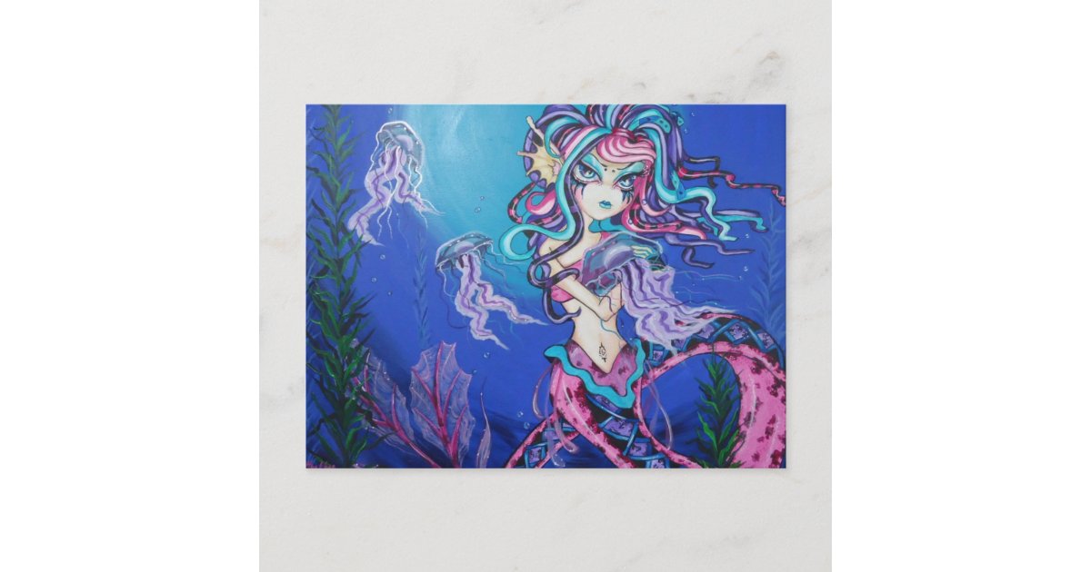 Cyber Goth Mermaid Jelly Fish Fantasy Postcard | Zazzle