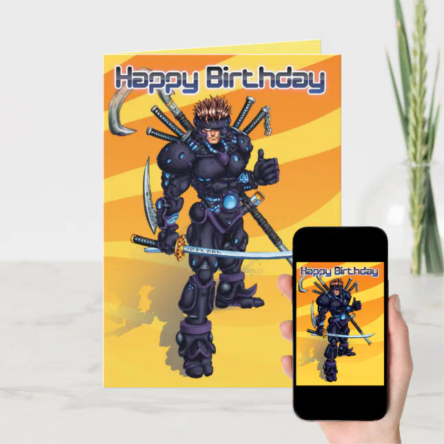 Cyber Samurai Birthday Card | Zazzle