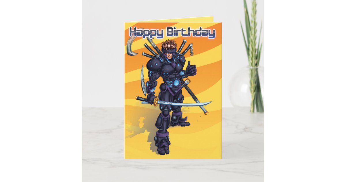 Cyber Samurai Birthday Card | Zazzle