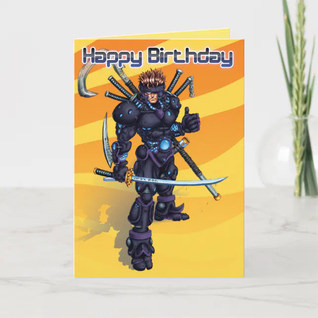 Cyber Samurai Birthday Card | Zazzle
