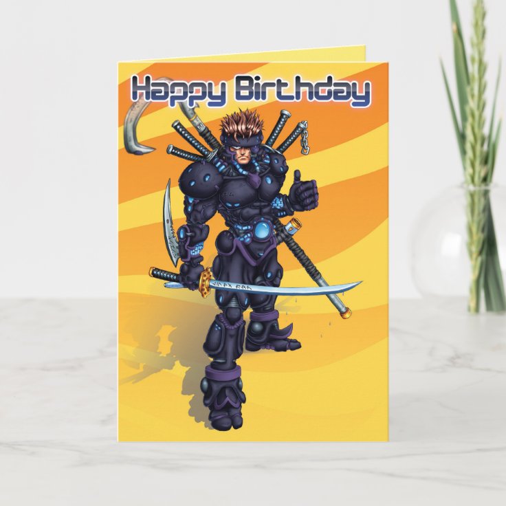 Cyber Samurai Birthday Card | Zazzle