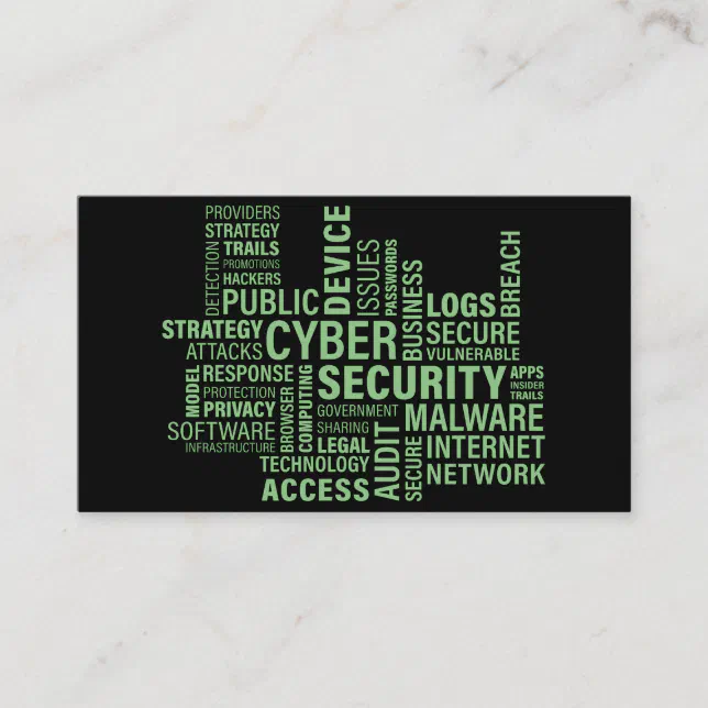 Cyber Security Analyst Professional Black Green Business Card | Zazzle