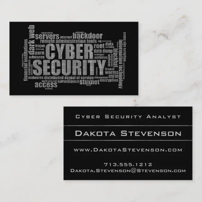 Cyber Security Analyst Professional Smoky Gray Business Card | Zazzle