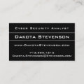 Cyber Security Intelligence Modern Silver Black Business Card | Zazzle