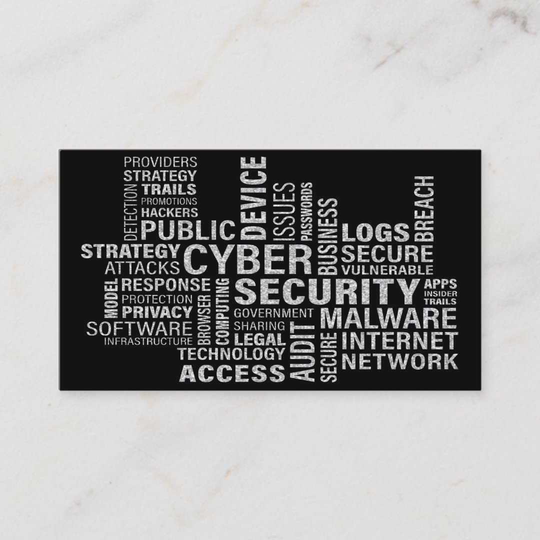 Cyber Security Intelligence Modern Silver Black Business Card | Zazzle