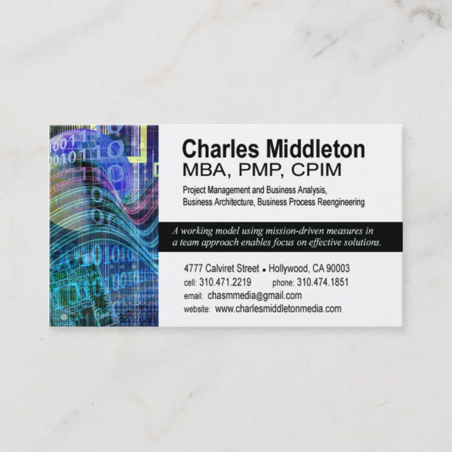 Cyber Tech-1 Business Card template (white/blue) | Zazzle
