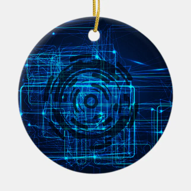 Cyber Technology Matrix Pattern Ceramic Ornament | Zazzle
