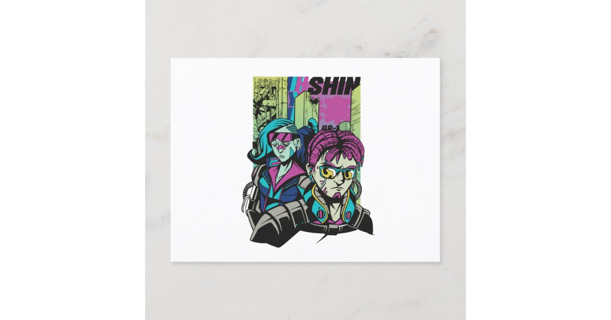 Cyberpunk characters postcard | Zazzle