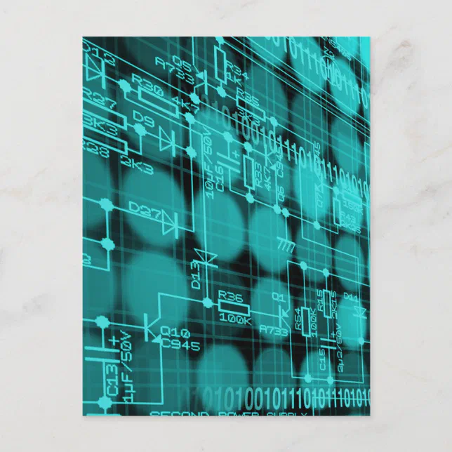 Cyberpunk Futuristic Computer Technology Circuit Postcard | Zazzle