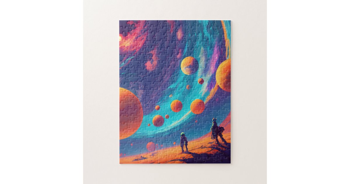 cyberpunk planet earth star cosmos fantasy jigsaw puzzle | Zazzle