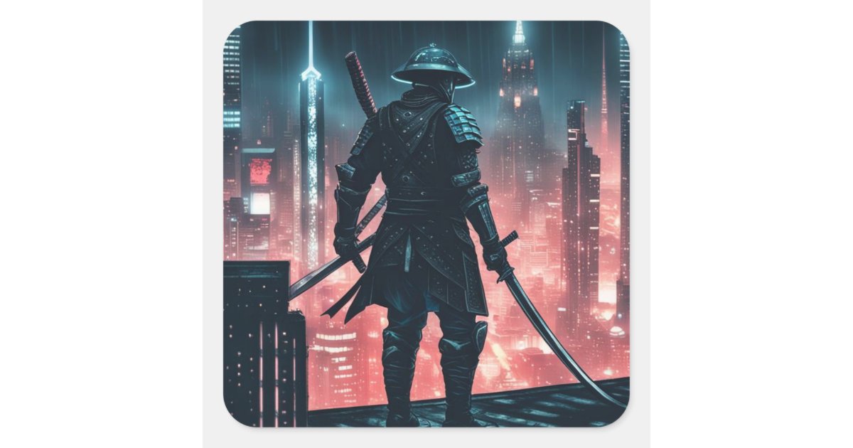 Cyberpunk Samurai Square Sticker | Zazzle
