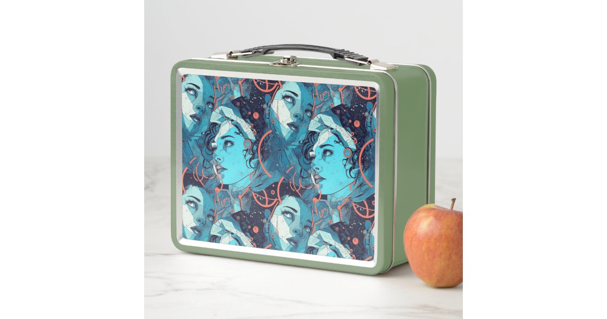 Cyberpunk Woman (Nyx) Pattern on a Lunch Box | Zazzle