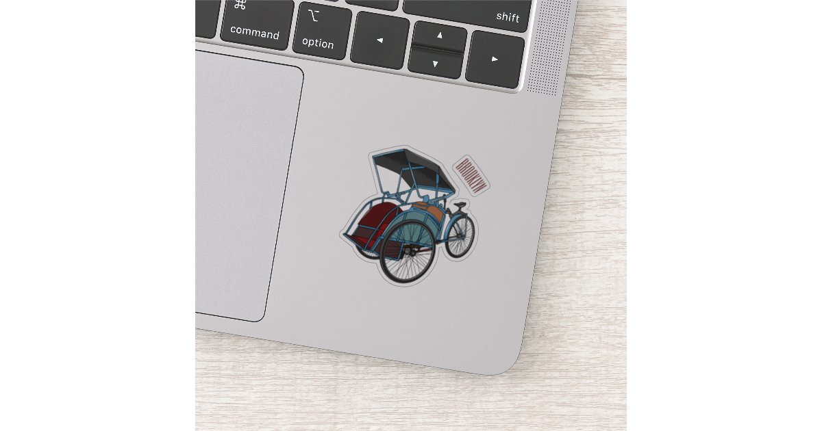 Cycle rickshaw cartoon illustration sticker | Zazzle