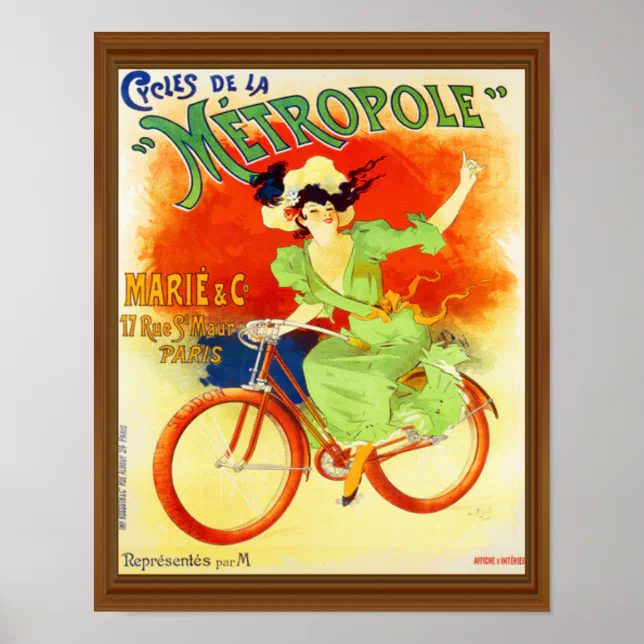 Cycles de la Metropole Vintage French Bicycle Poster | Zazzle