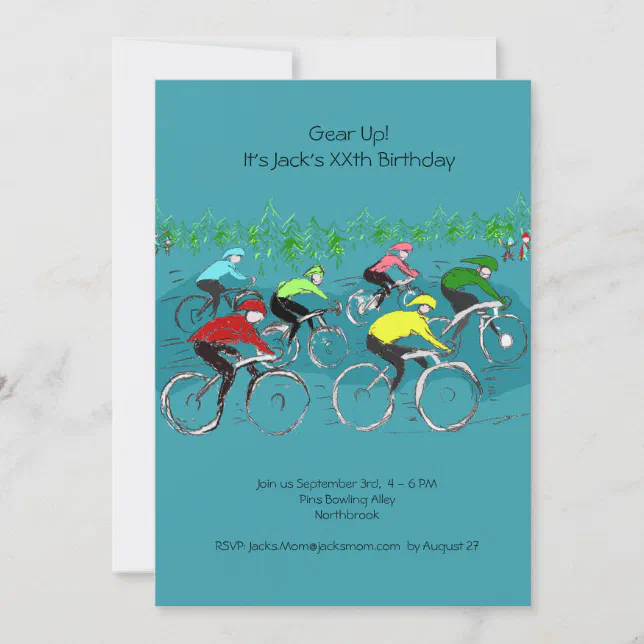 Cycling Birthday Party Invitation | Zazzle